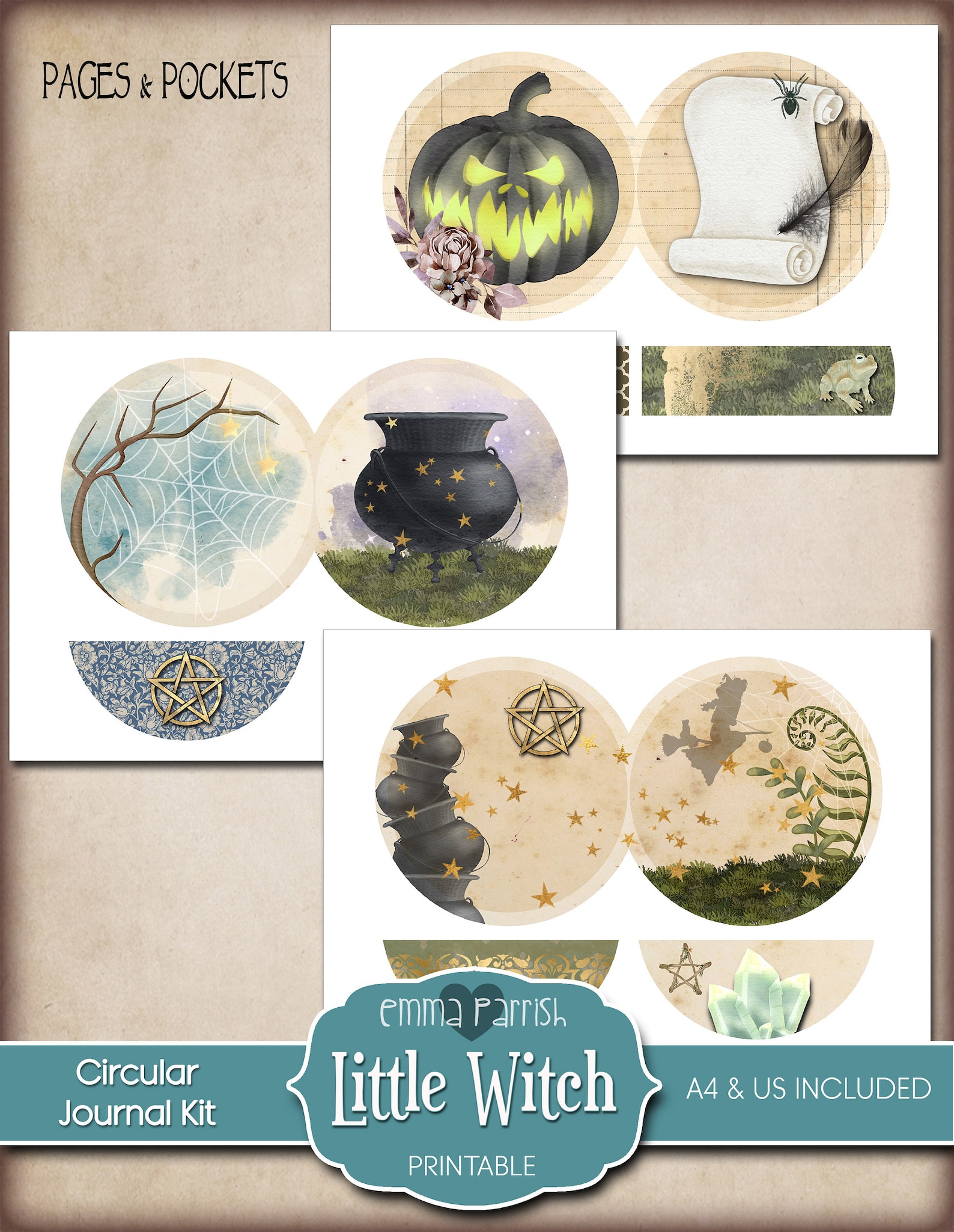 Witch Junk Journal Kit Circular Printable Journal Witches - Etsy