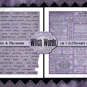 Witch Printable Inspirational Words & Phrases, Witchcraft Junk Journal ...