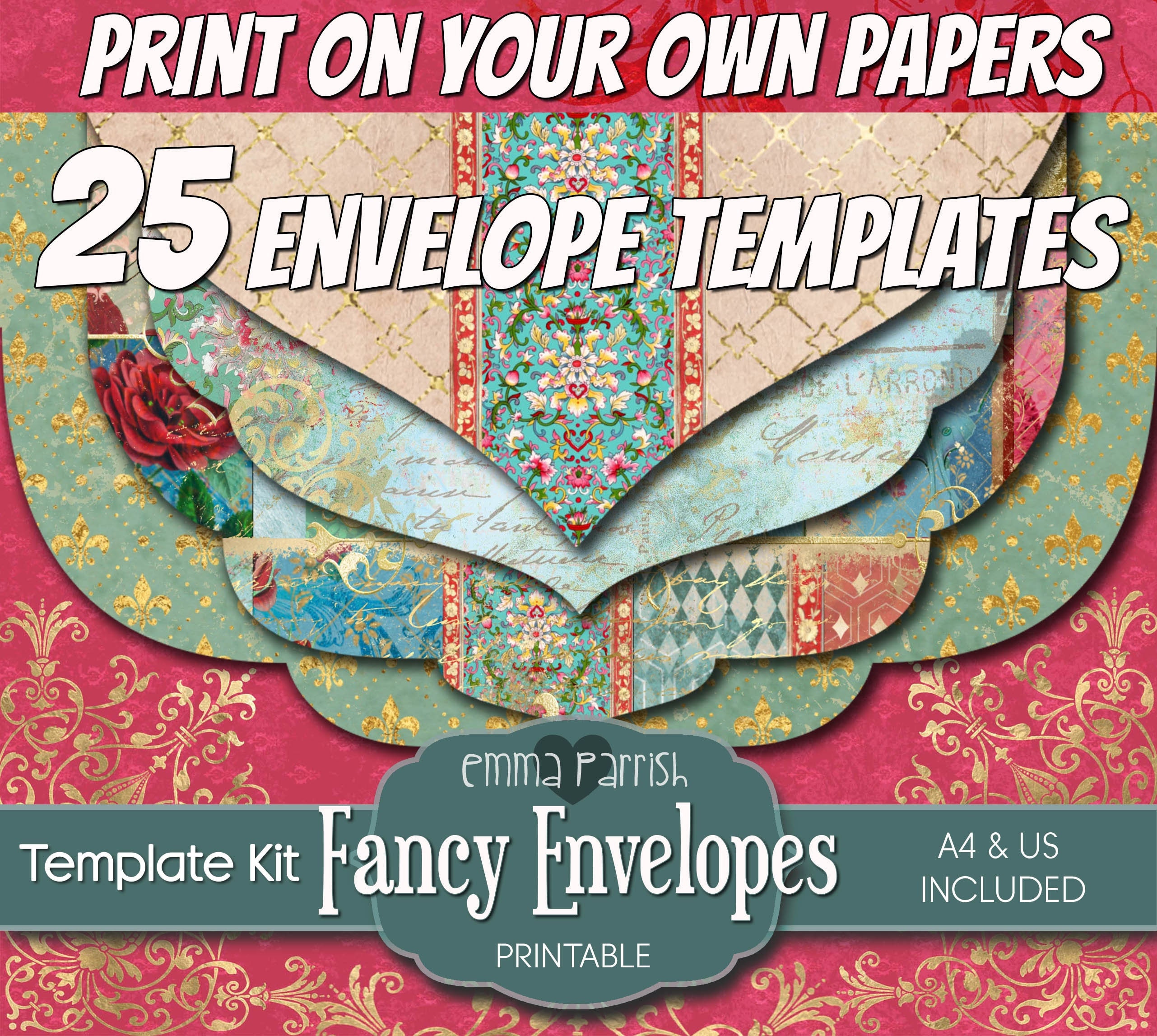 25 Printable Envelope Template Kit Junk Journal Ephemera - Etsy UK