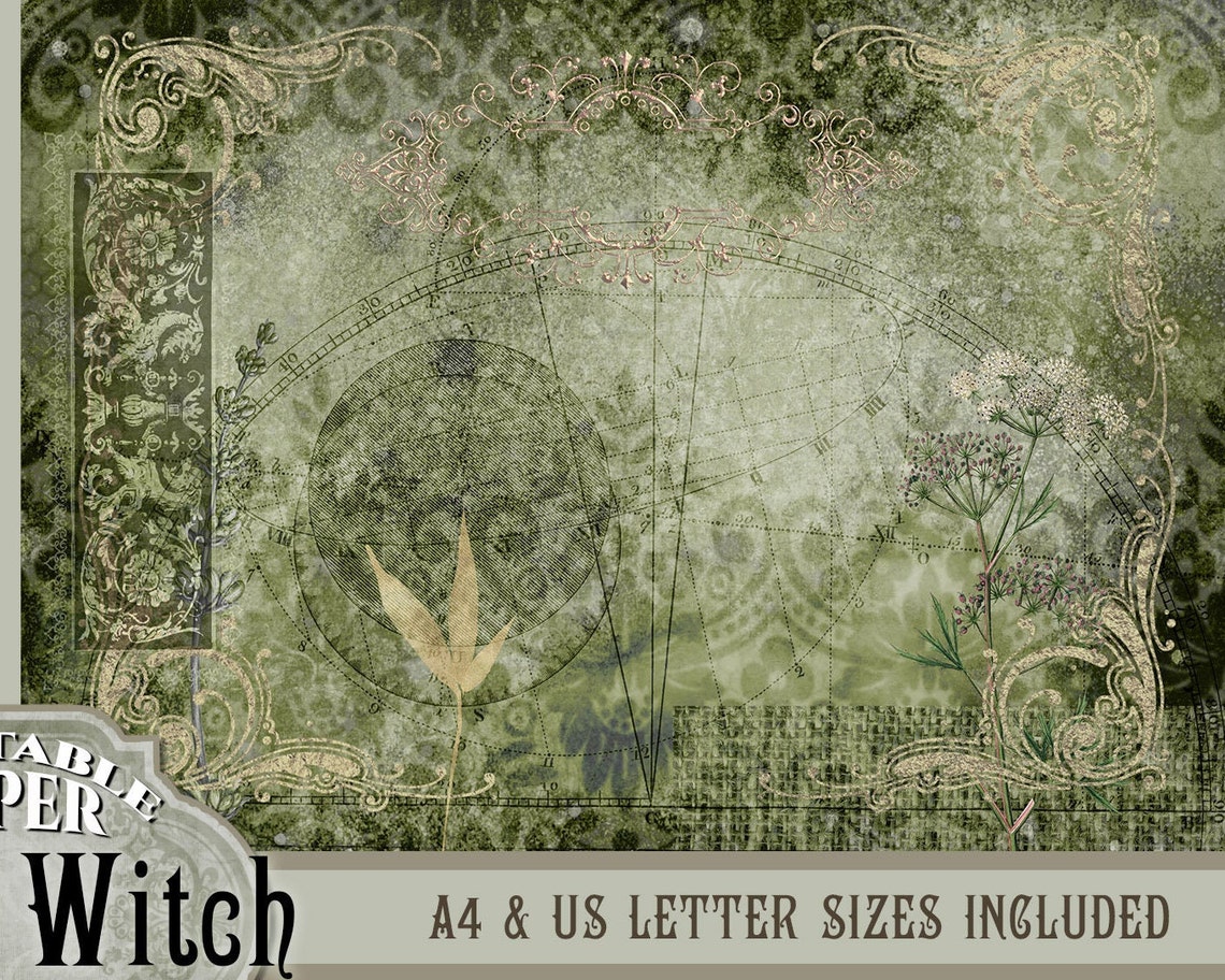 Green Witch Printable Paper Set Junk Journal Printable Kit - Etsy