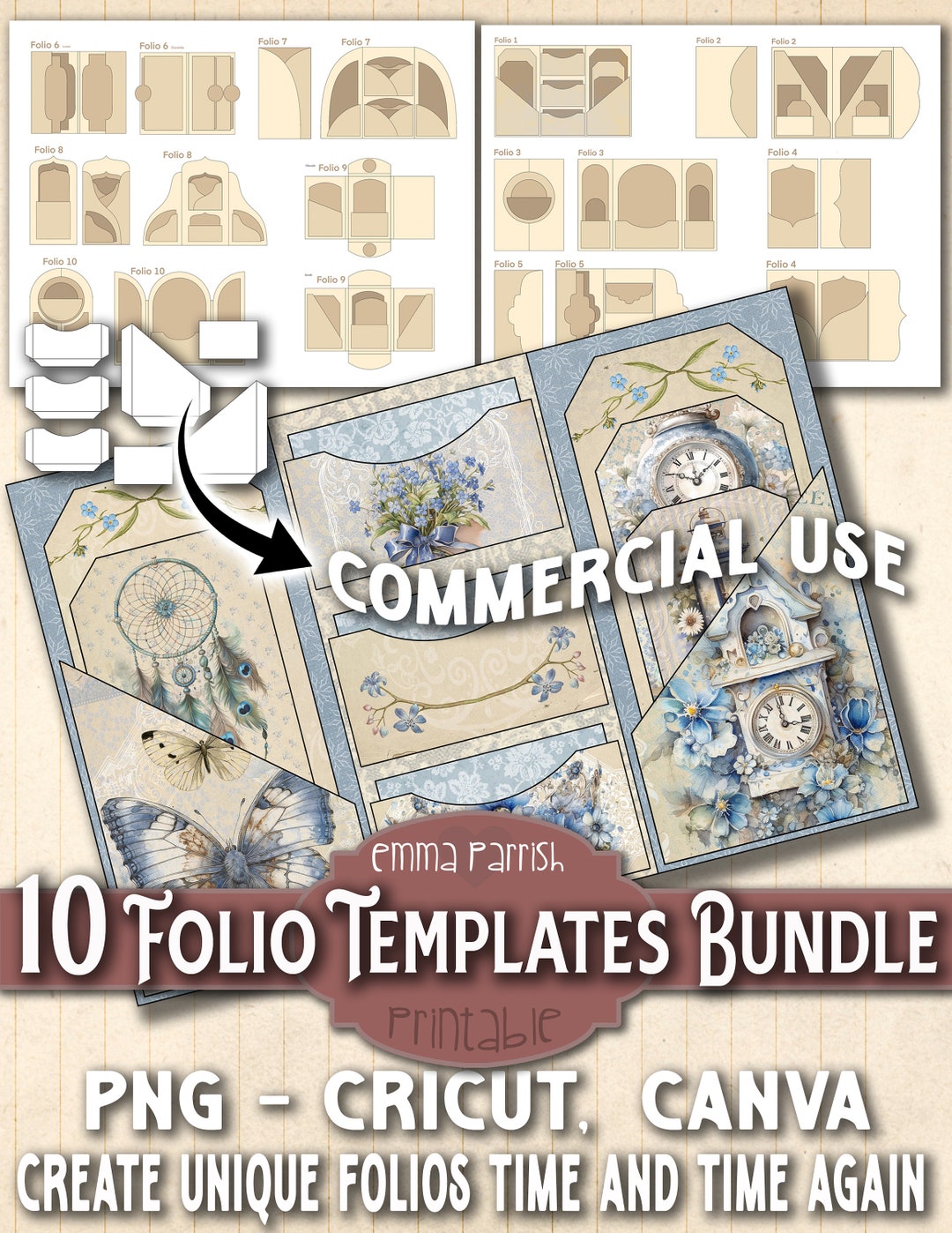 Printable Journal Folio Template Bundle, Commercial Use, PNG, JPEG ...