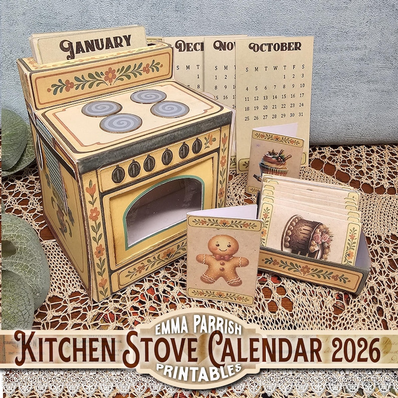 Kitchen Stove Calendar Box, , Oven, Cooker, DIY Printable Papercraft ...