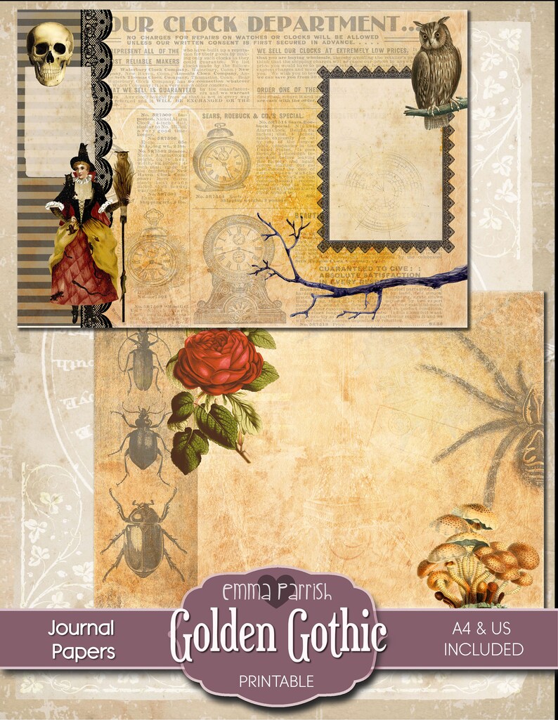 Golden Gothic Printable Paper Set Witch Junk Journal Kit - Etsy UK