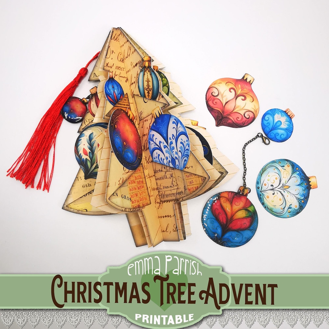 Christmas Tree Advent Folio, Junk Journal Printable, Christmas ...