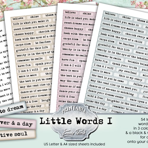 Junk Journal Words Printable Inspirational Words & Phrases - Etsy