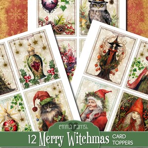 Christmas Witch Card Topper, Printable, Junk Journal Ephemera, Yule ...
