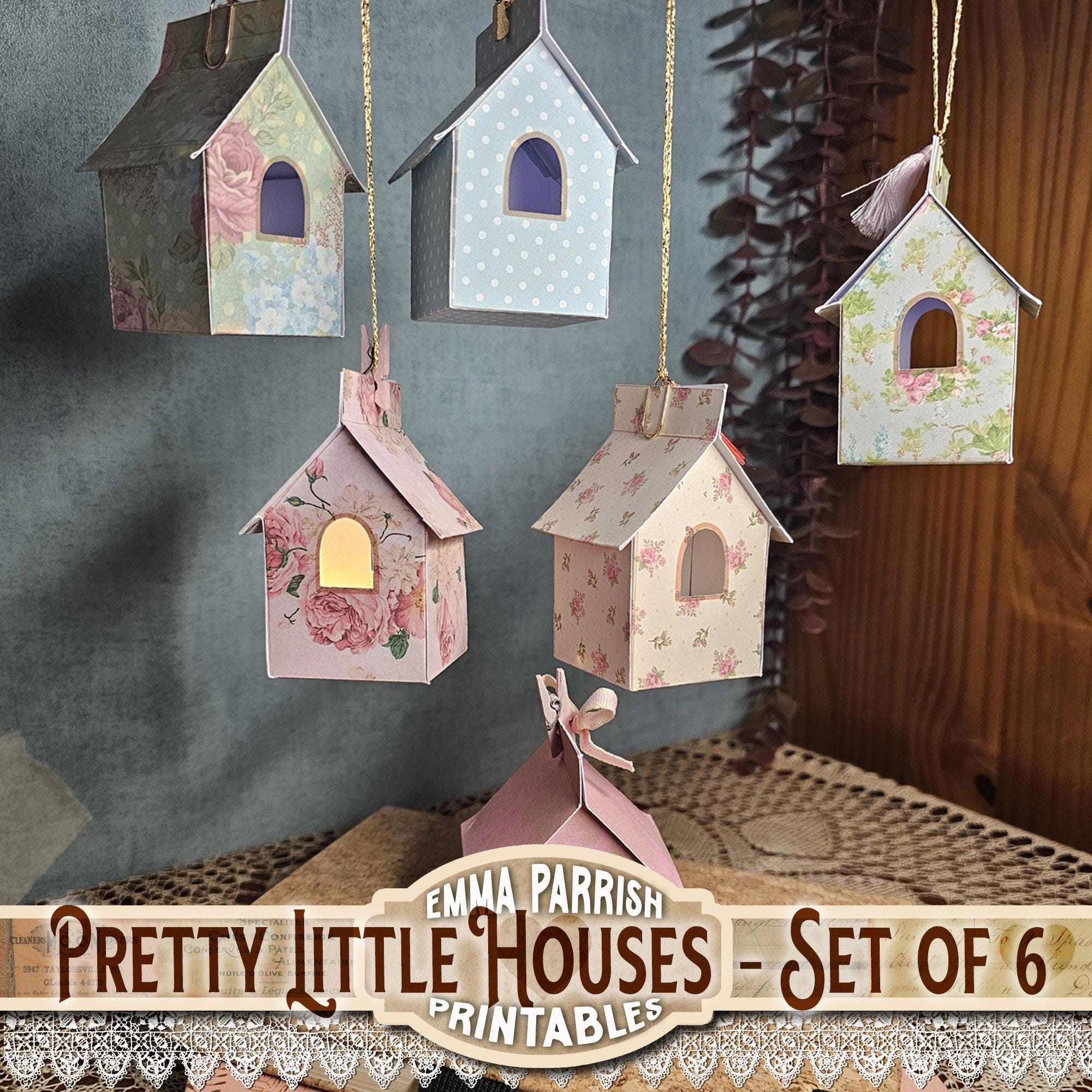 Pretty Little Houses, Gift Box Printable, Set of 6, Home Decor, Spring ...