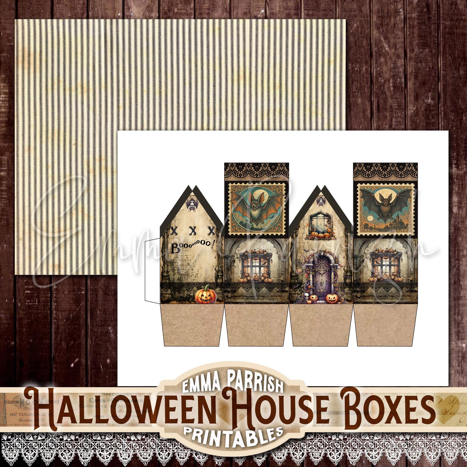 Halloween House Gift Box Set, Printable Halloween Treat Boxes, DIY ...
