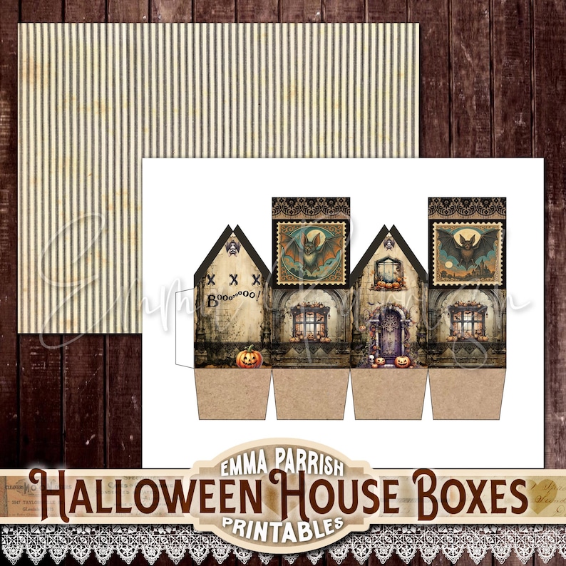 Halloween House Gift Box Set, Printable Halloween Treat Boxes, DIY ...