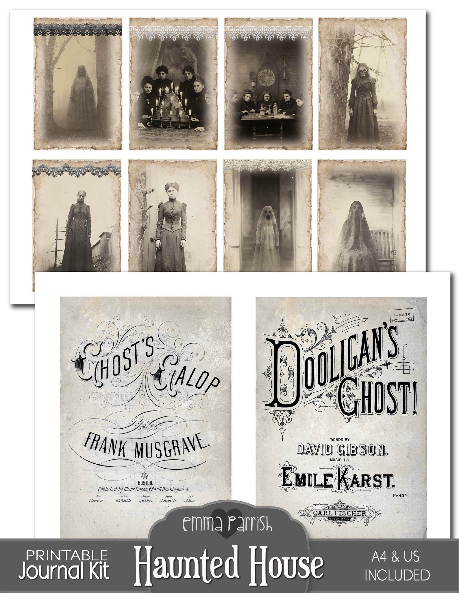 Haunted House Junk Journal Kit, Printable, Gothic Ephemera, Spooky ...