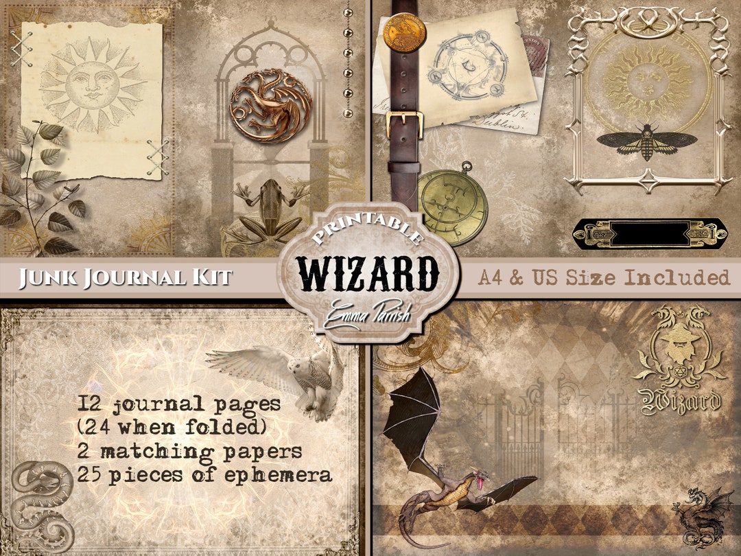 Wizard Junk Journal Kit, Wizard School Printable Paper Ephemera Pack ...
