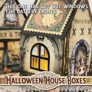 Halloween House Gift Box Set, Printable Halloween Treat Boxes, DIY ...