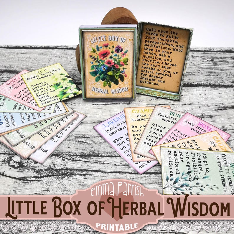 Mini Herbal Wisdom Cards, Mini Printable Matchbox Kit, Herbal ...