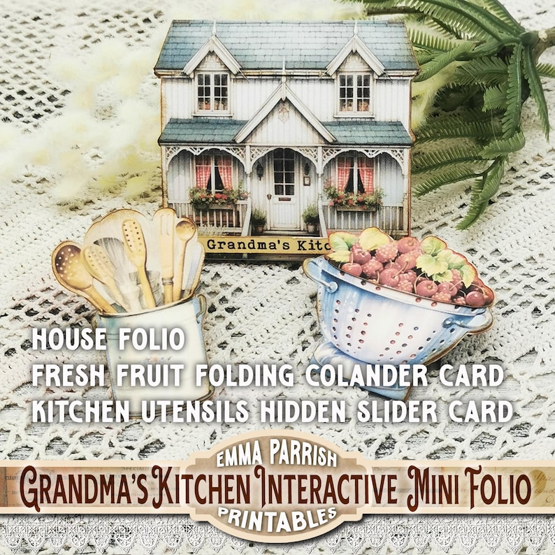 Grandma's Kitchen Mini Printable Folio, 6 Interactive Papercraft ...