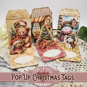 Christmas Printable, Pop up Tags, Pop up Cards, Set of 3, Tutorial ...