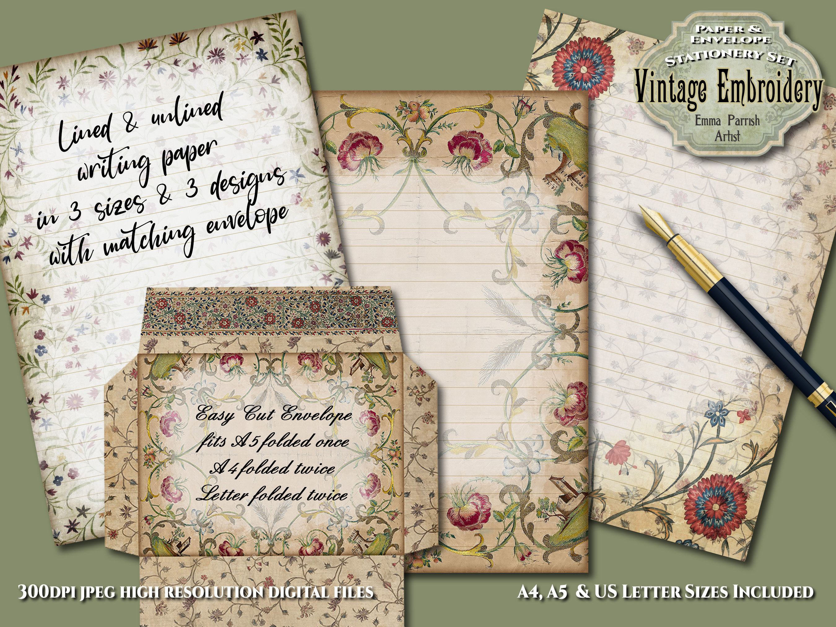 Printable Stationery With Envelopes Letter Paper Stationery - Etsy