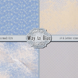 Blue Junk Journal Kit, Blue Vintage Printable Pages, Blue Digital ...