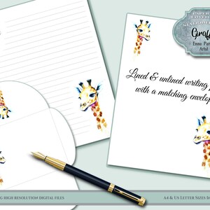 Giraffe Writing Paper Stationery Set, Matching Envelope, A4 & US Letter ...