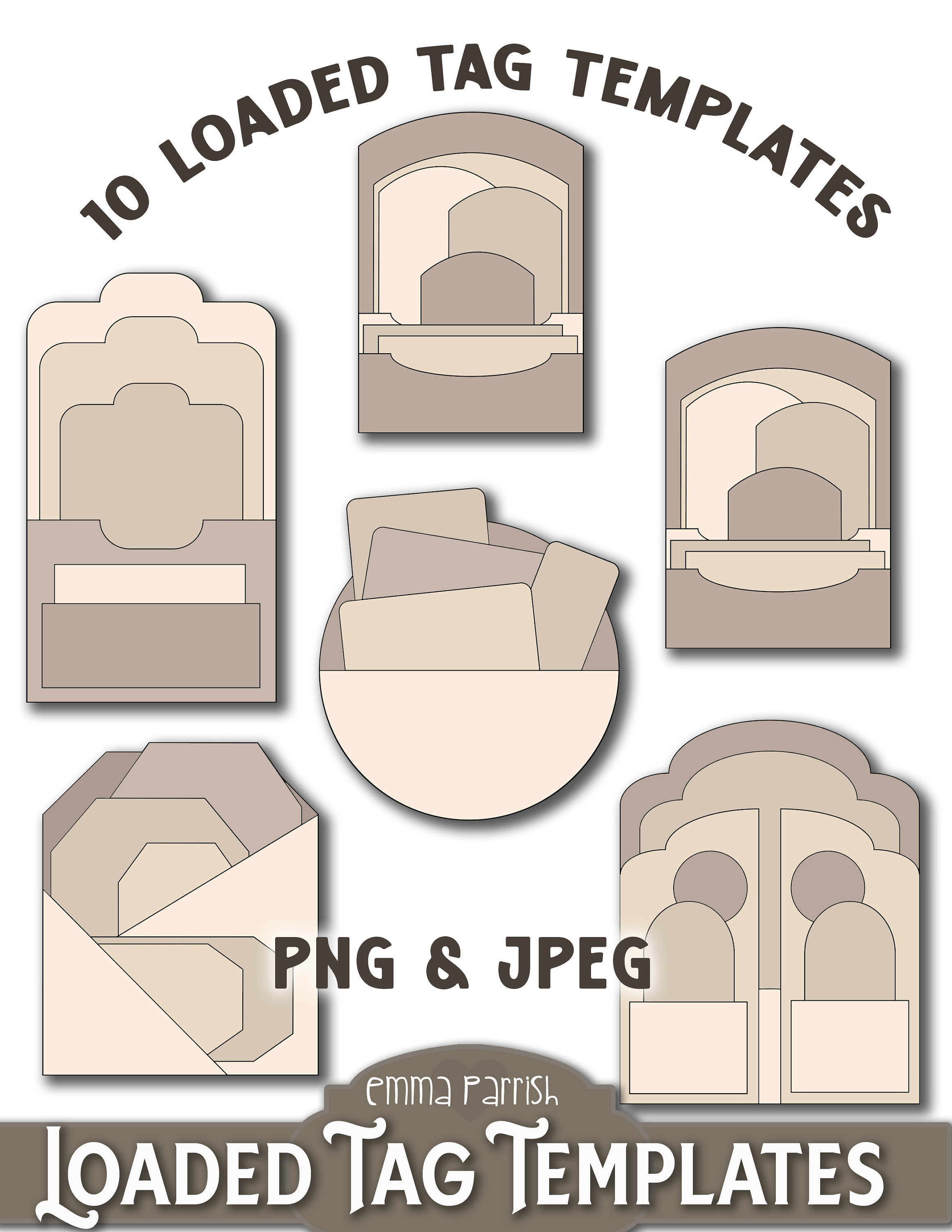Printable Loaded Tag Template Bundle, Commercial Use, PNG, JPEG, Cricut ...