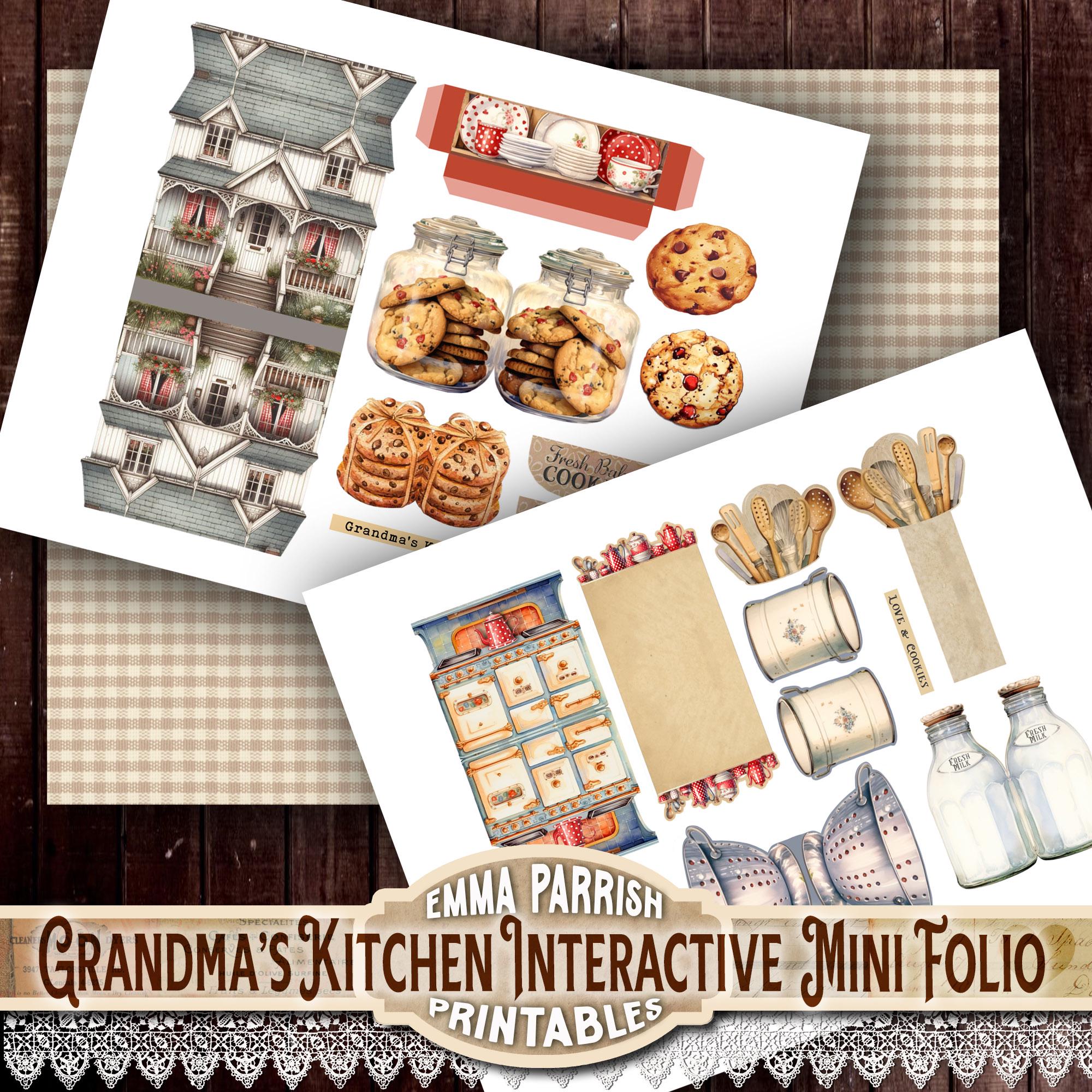 Grandma's Kitchen Mini Printable Folio, 6 Interactive Papercraft ...