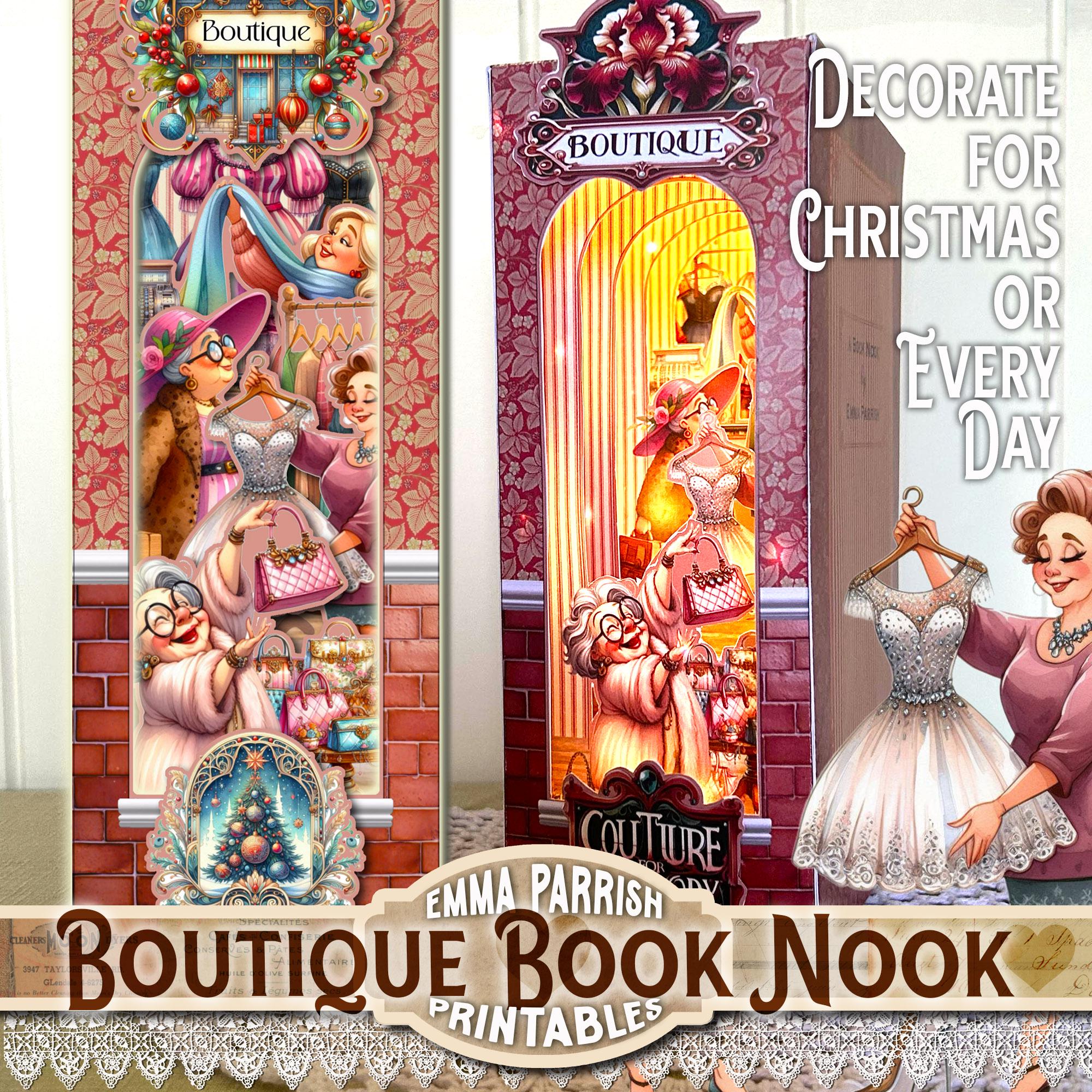 Boutique Book Nook Printable Kit, Christmas Gift & Decor, 3D DIY ...