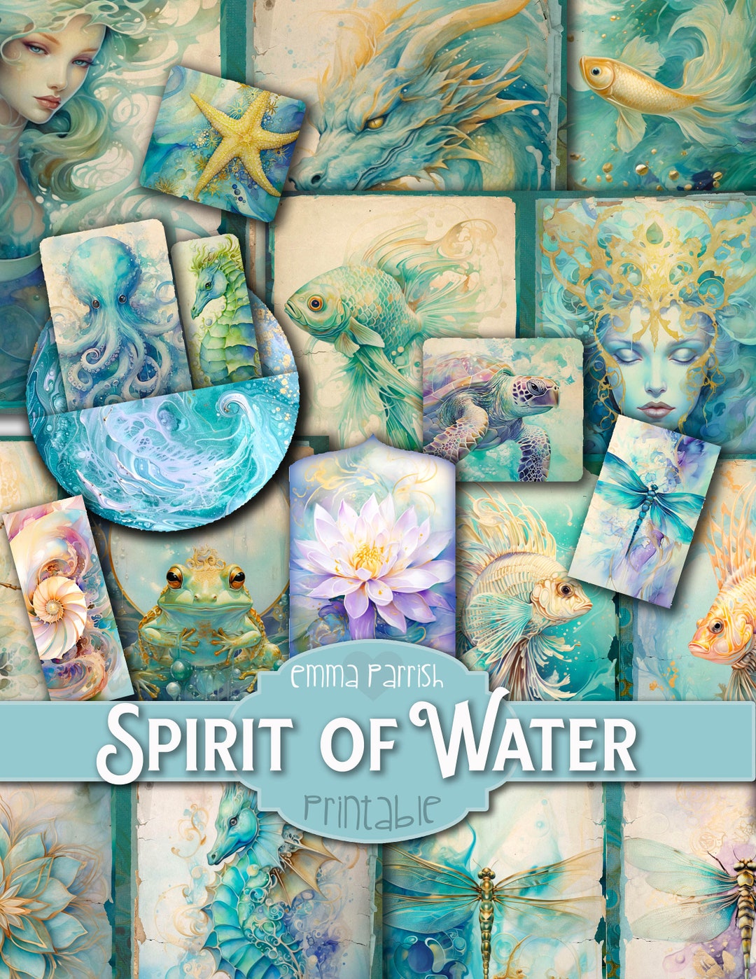 Spirit of Water Junk Journal Kit, Printable, Ocean Ephemera, Sea, River ...