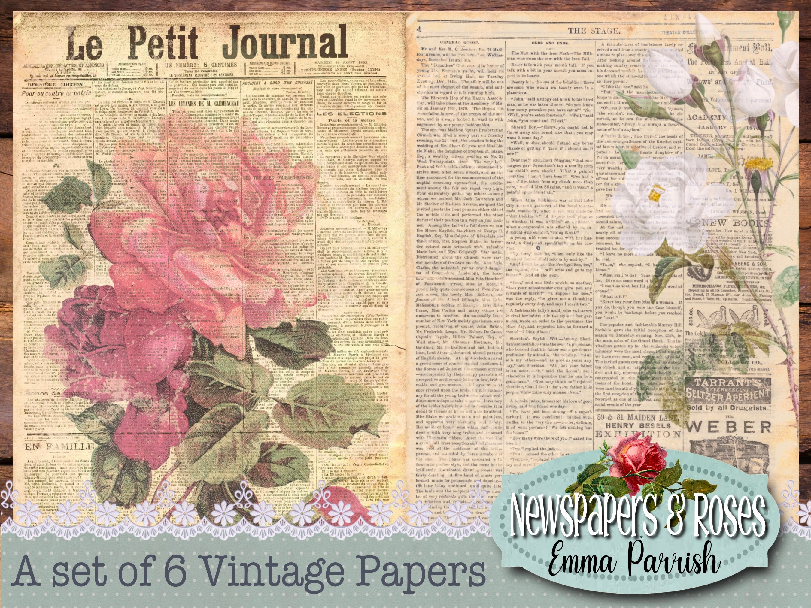 Shabby Roses Printable Paper Vintage Junk Journal Pages - Etsy UK