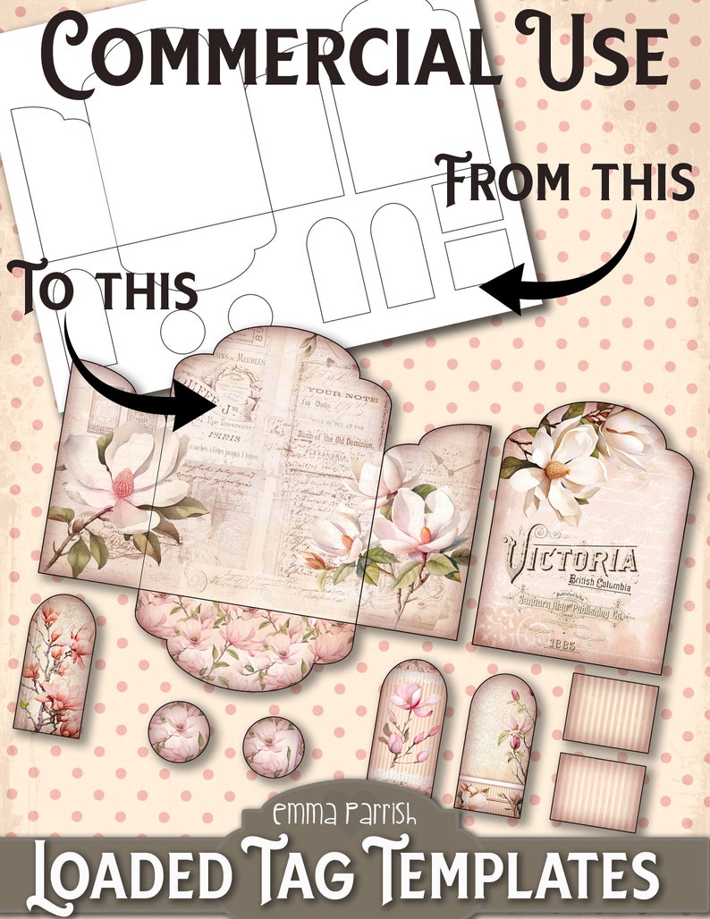 Printable Loaded Tag Template Bundle, Commercial Use, PNG, JPEG, Cricut ...
