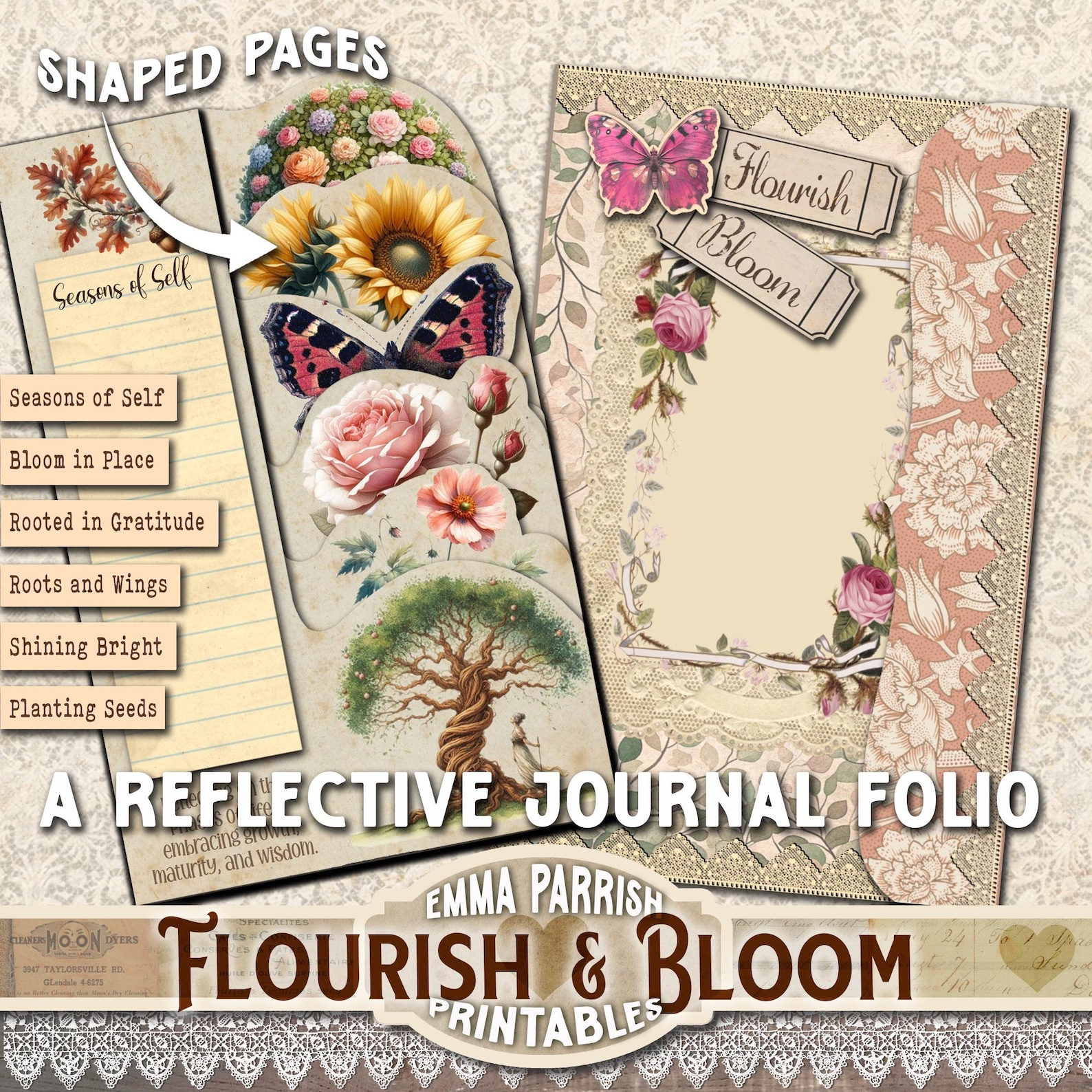 Self-reflection Printable Journal Folio - Shaped Pages, Cricut Friendly ...