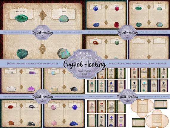 Junk Journal Healing Crystals Set Holistic Well Being Wicca | Etsy