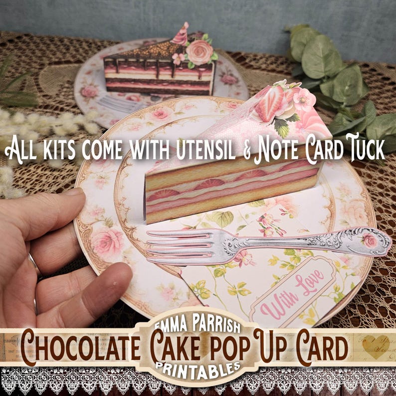 Printable Chocolate Cake Pop up Card, 3D Birthday Card, Digital JPEG ...