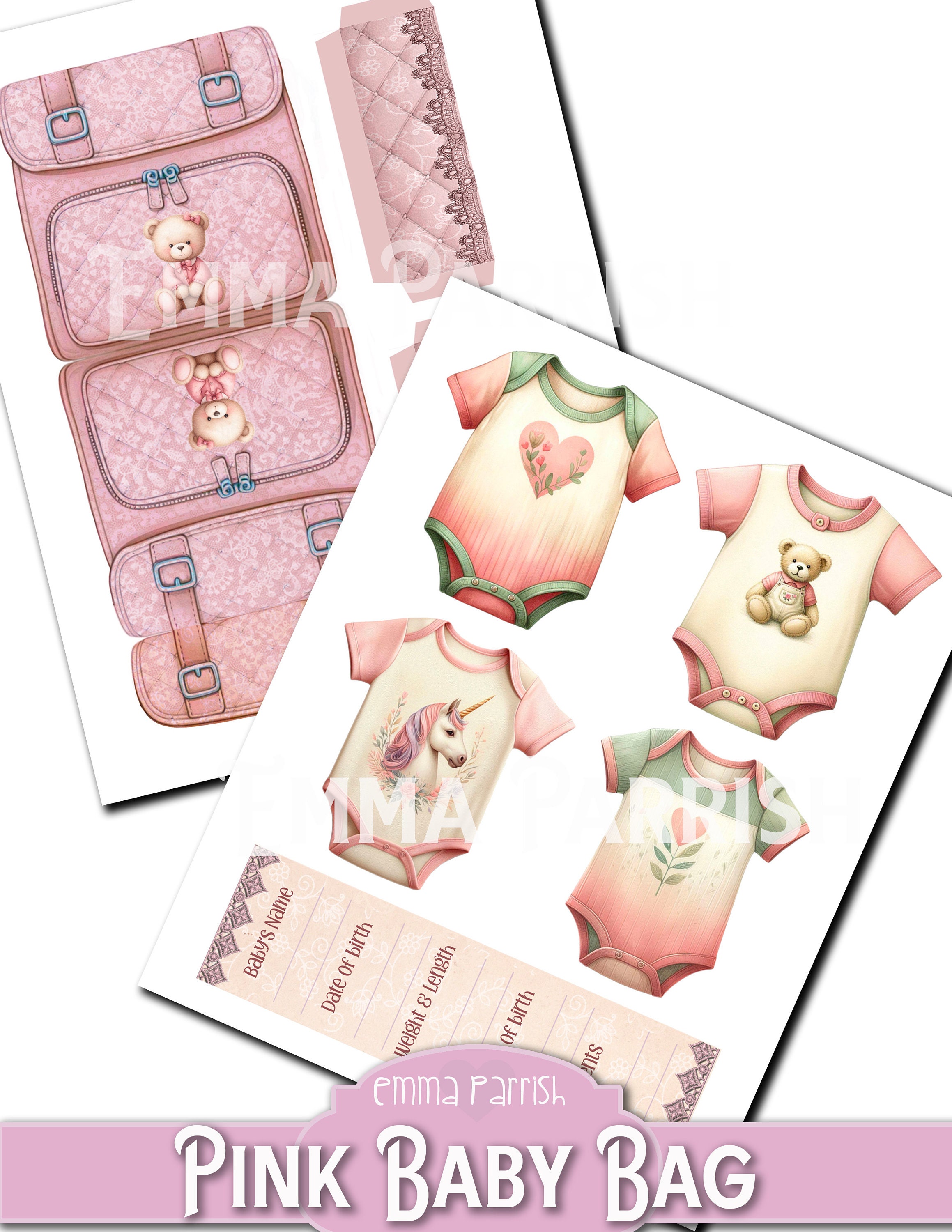 Printable Baby Diaper Changing Bag Junk Journal Folio, 10 Interactive ...