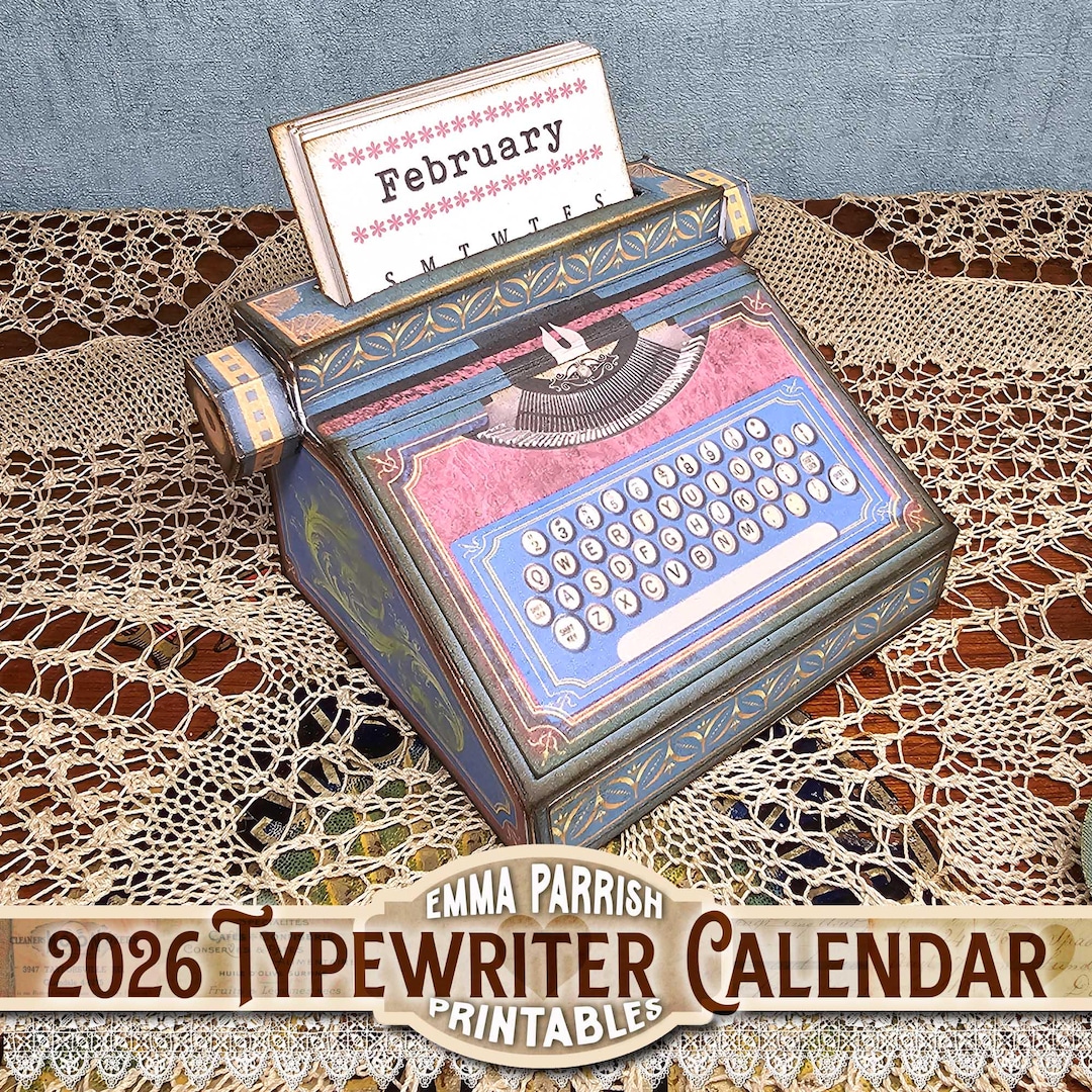 Vintage Typewriter 2026 Desk Calendar Printable, Handmade Papercraft ...