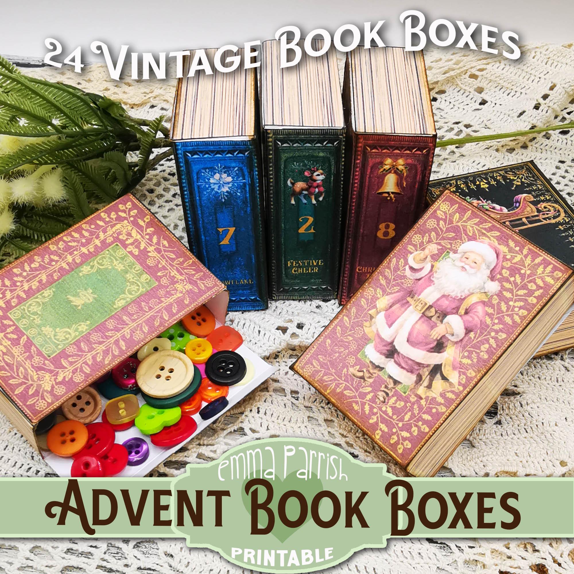 Vintage Advent Book Boxes, Printable, Countdown to Christmas, Cricut ...