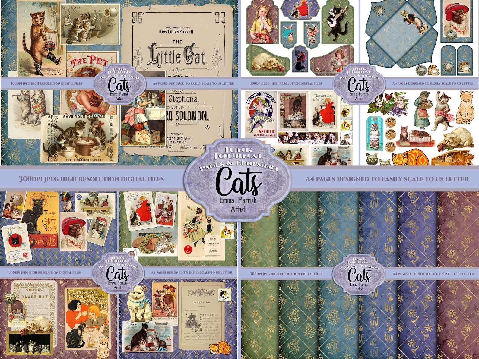 Cat Junk Journal Printable Kit Cat Ephemera Vintage - Etsy UK