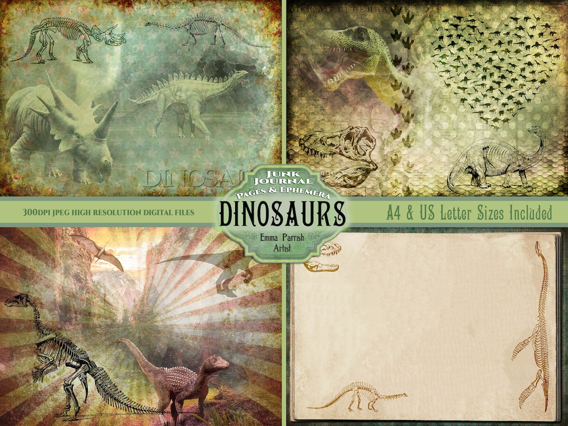 Dinosaur Junk Journal Printable Kit Boys Dinosaur Book Boys | Etsy