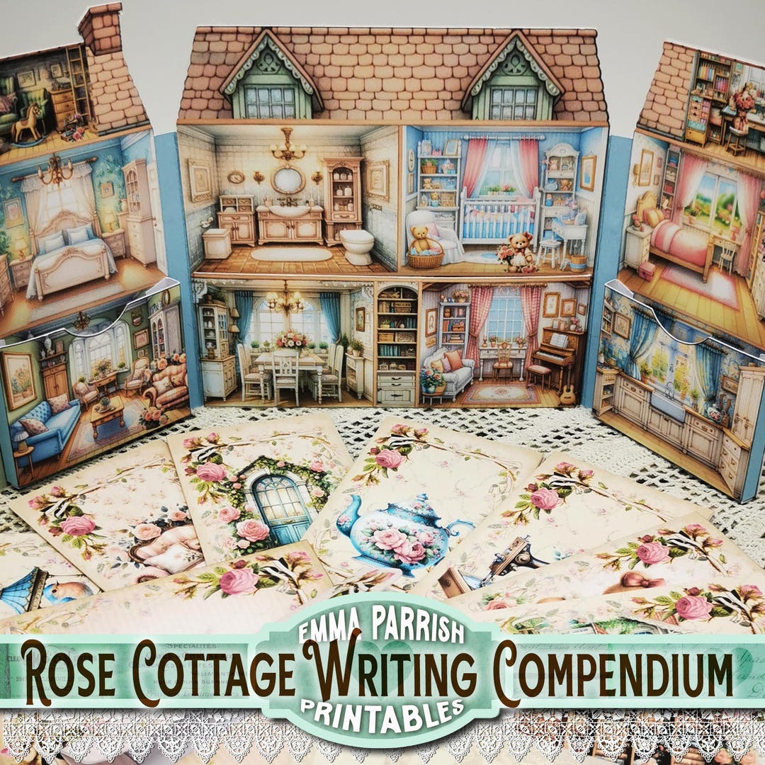 Rose Cottage Writing Compendium, Printable Kit & Tutorial, Vintage ...
