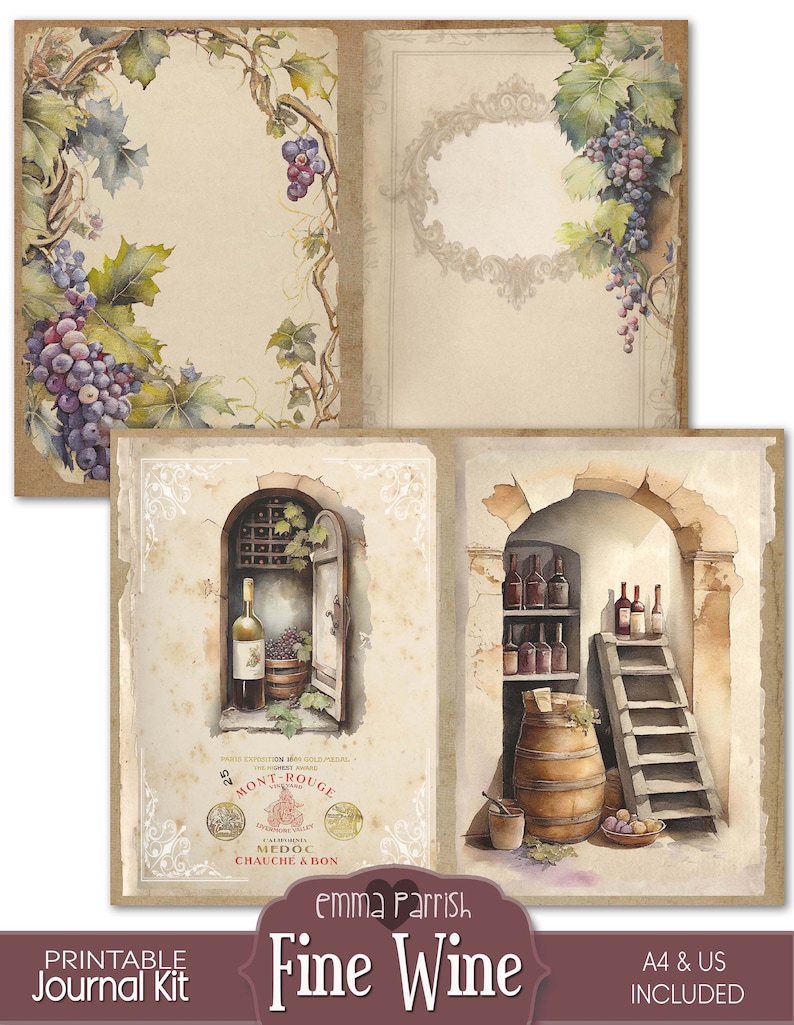 Wine Junk Journal Kit Printable Wine Lover Gift Vintage - Etsy
