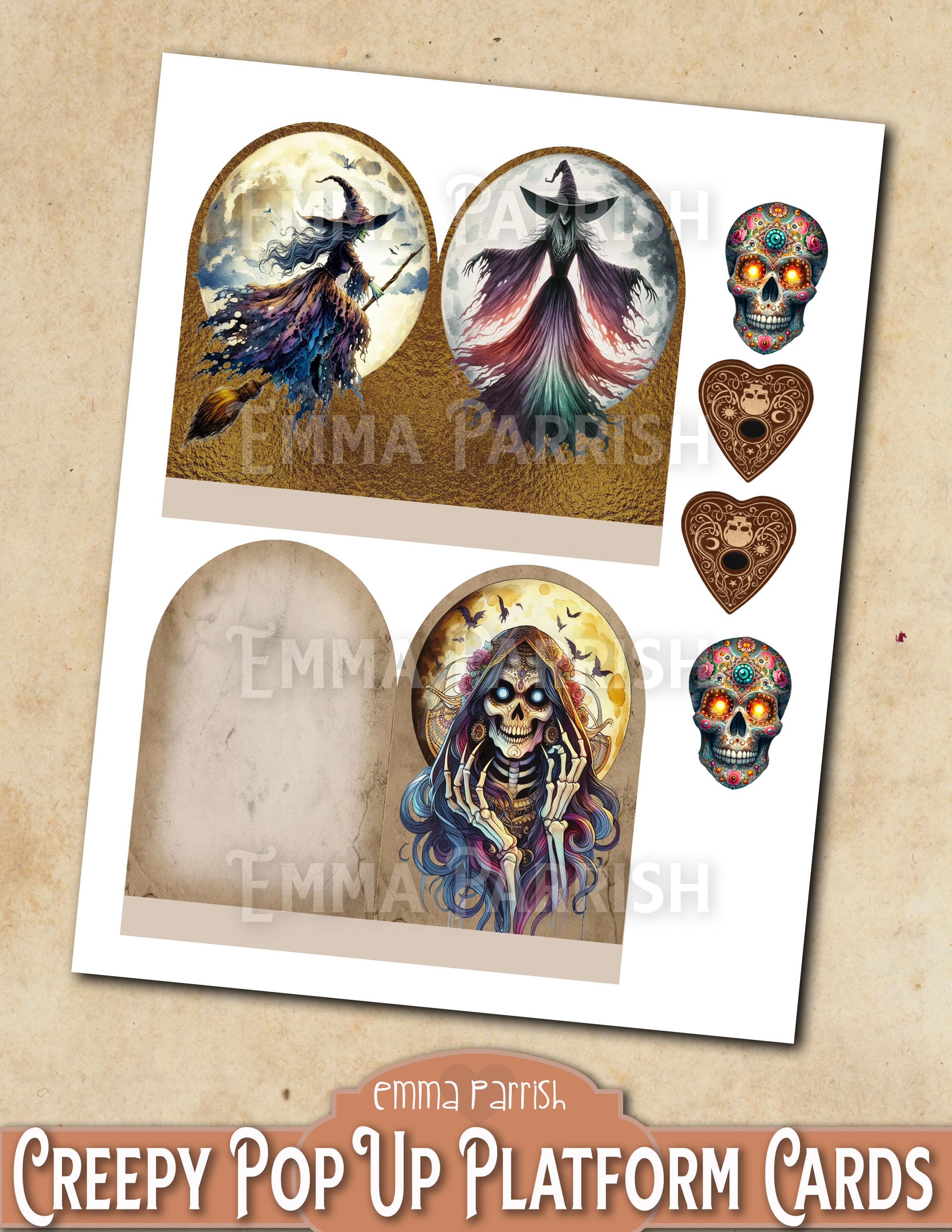 Halloween Pop up Card Printable, Platform Cards, Witch, Spooky ...