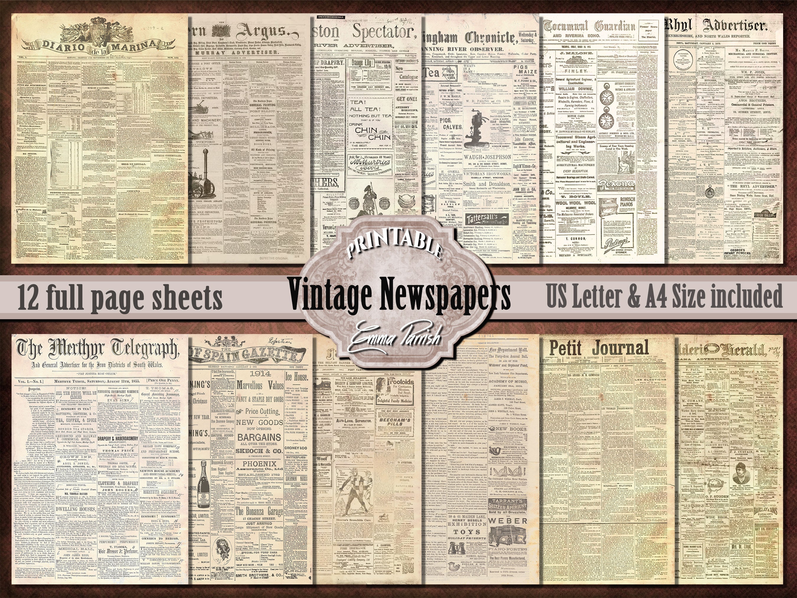 Vintage Newspaper Printable Digital Paper Pack Junk Journal - Etsy