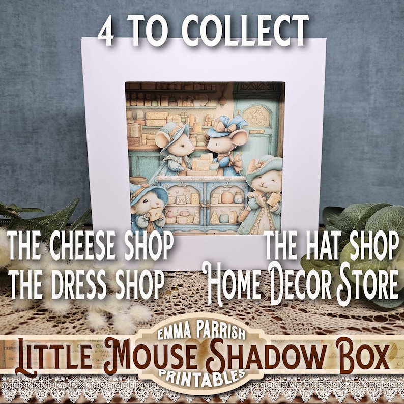 Dress Shop Little Mouse Shadow Box – Printable Papercraft Kit, Fold ...