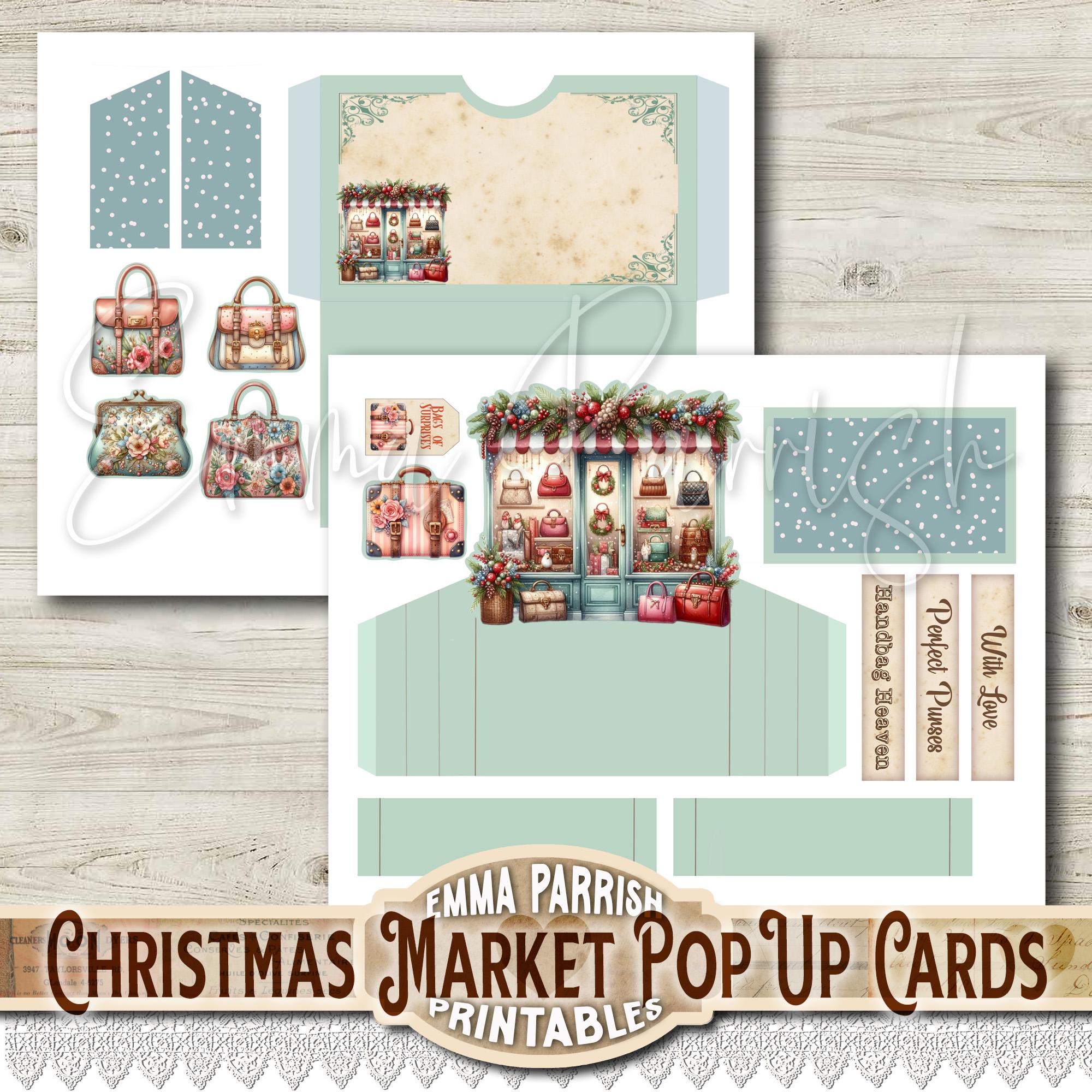Pop-up Christmas Market Printables Kit, Set of 6, DIY 3D Papercraft ...