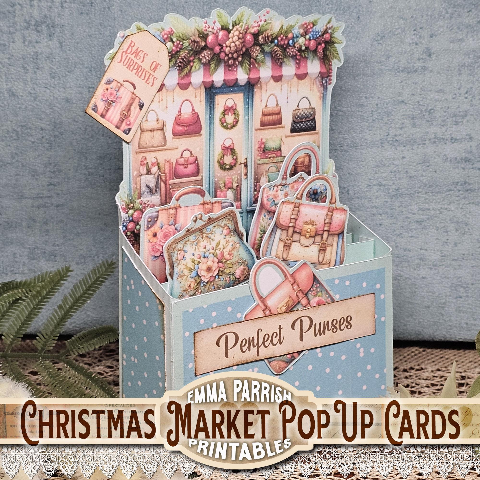 Pop-up Christmas Market Printables Kit, Set of 6, DIY 3D Papercraft ...