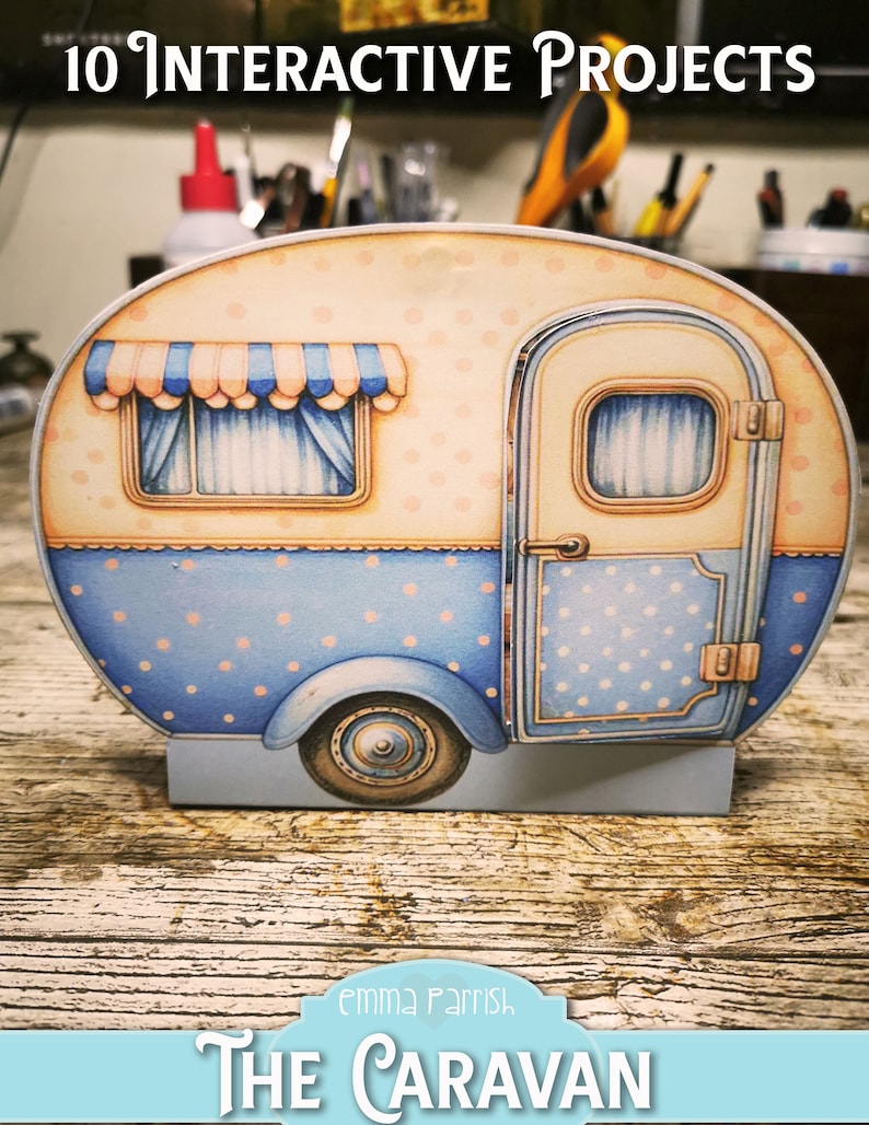Cute Caravan Printable Junk Journal Folio, 10 Interactive Papercraft ...