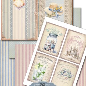 Seaside Junk Journal Kit, Beach, Ocean, Coastal, Pastel, Shabby ...