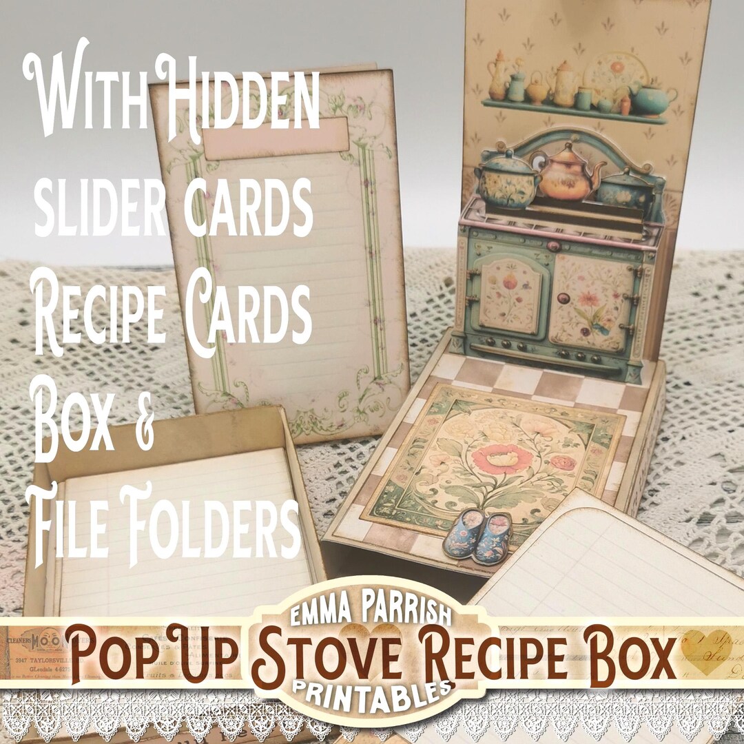 Pop up Stove Recipe Box, Printable Recipe Storage, Junk Journal ...