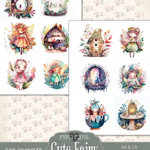Cute Fairy Printable Sticker, Clipart, Fairy Junk Journal, Cricut ...