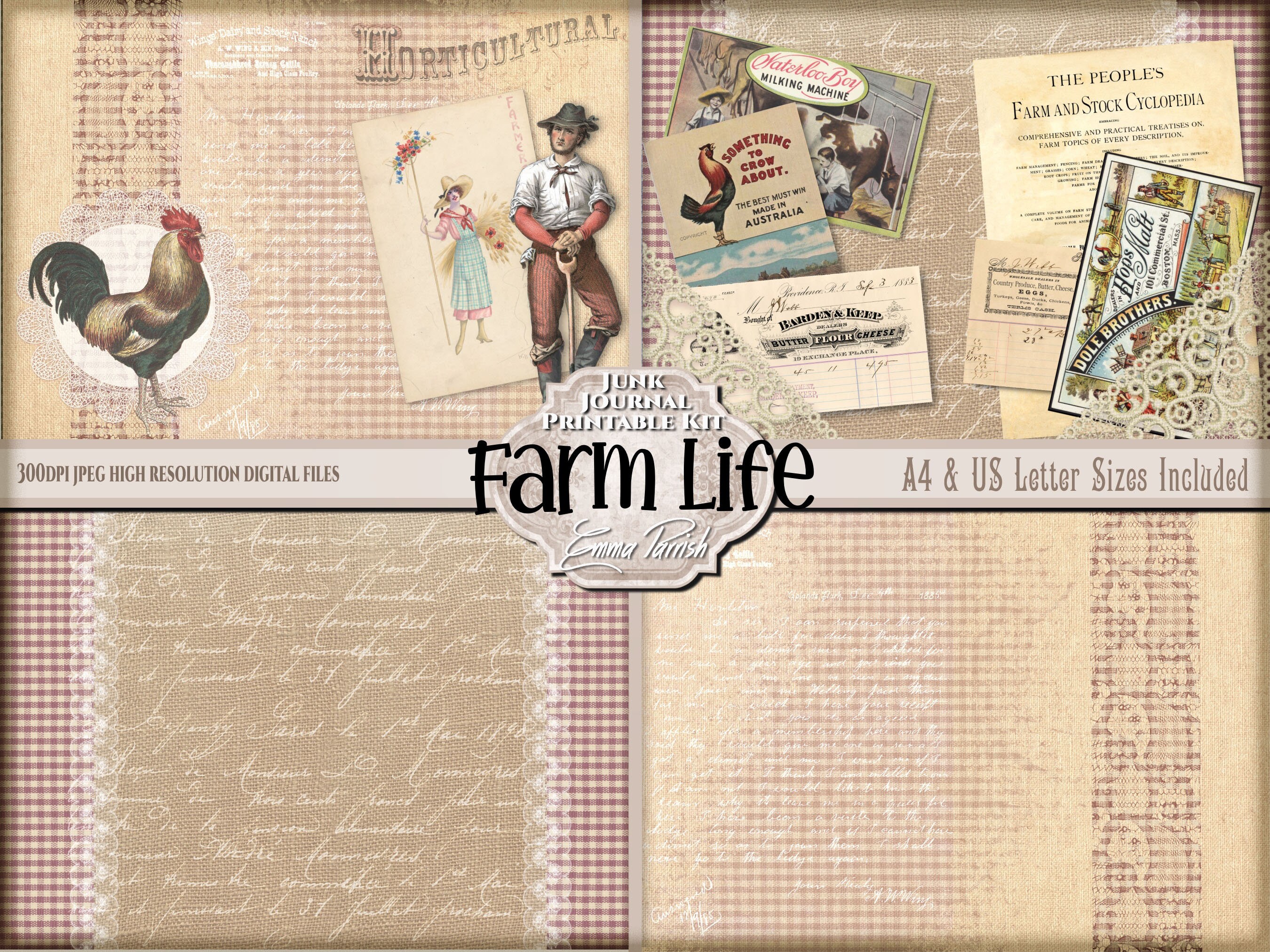Farm Printable Junk Journal Download, Farm Life Printable Kit ...