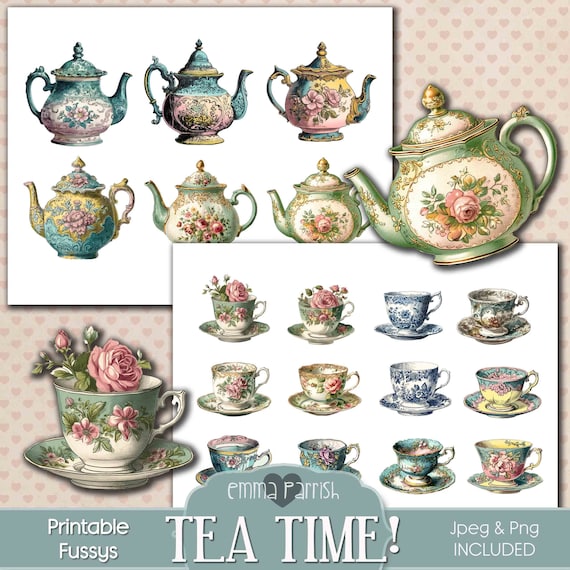 Teapot Printable Stickers Tea Printable Stickers Digital Stickers
