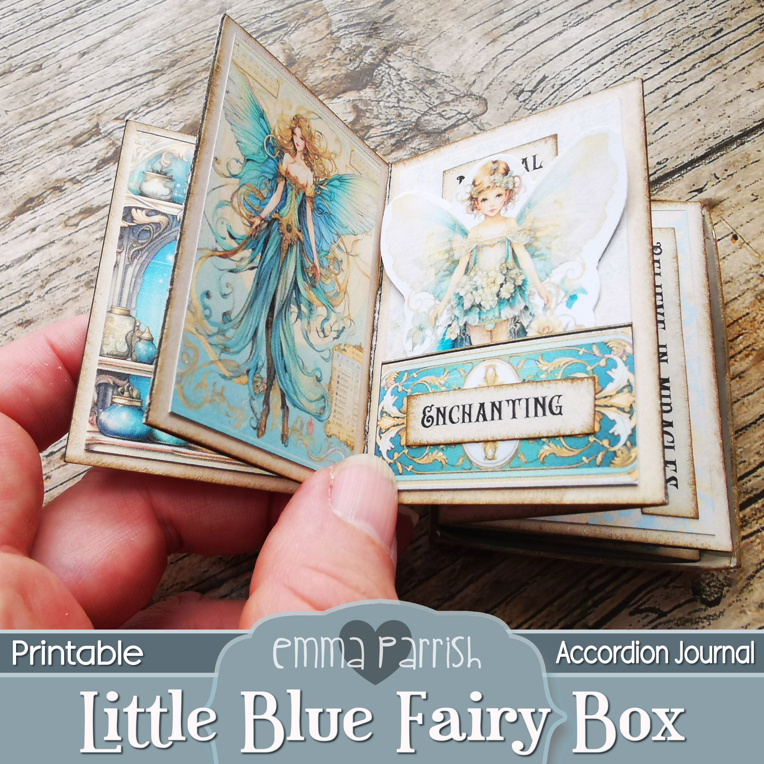 Blue Fairy Mini Journal Kit, Printable Matchbox Journal, Fairy Ephemera ...